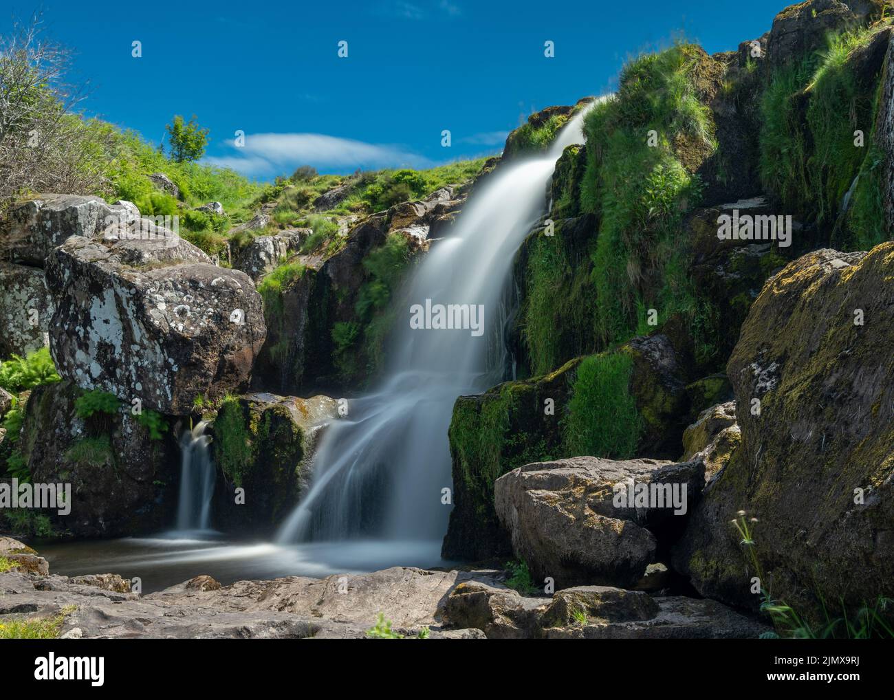 A view of the Upper Falls of the Loup of Fintry in the central lowlands ...
