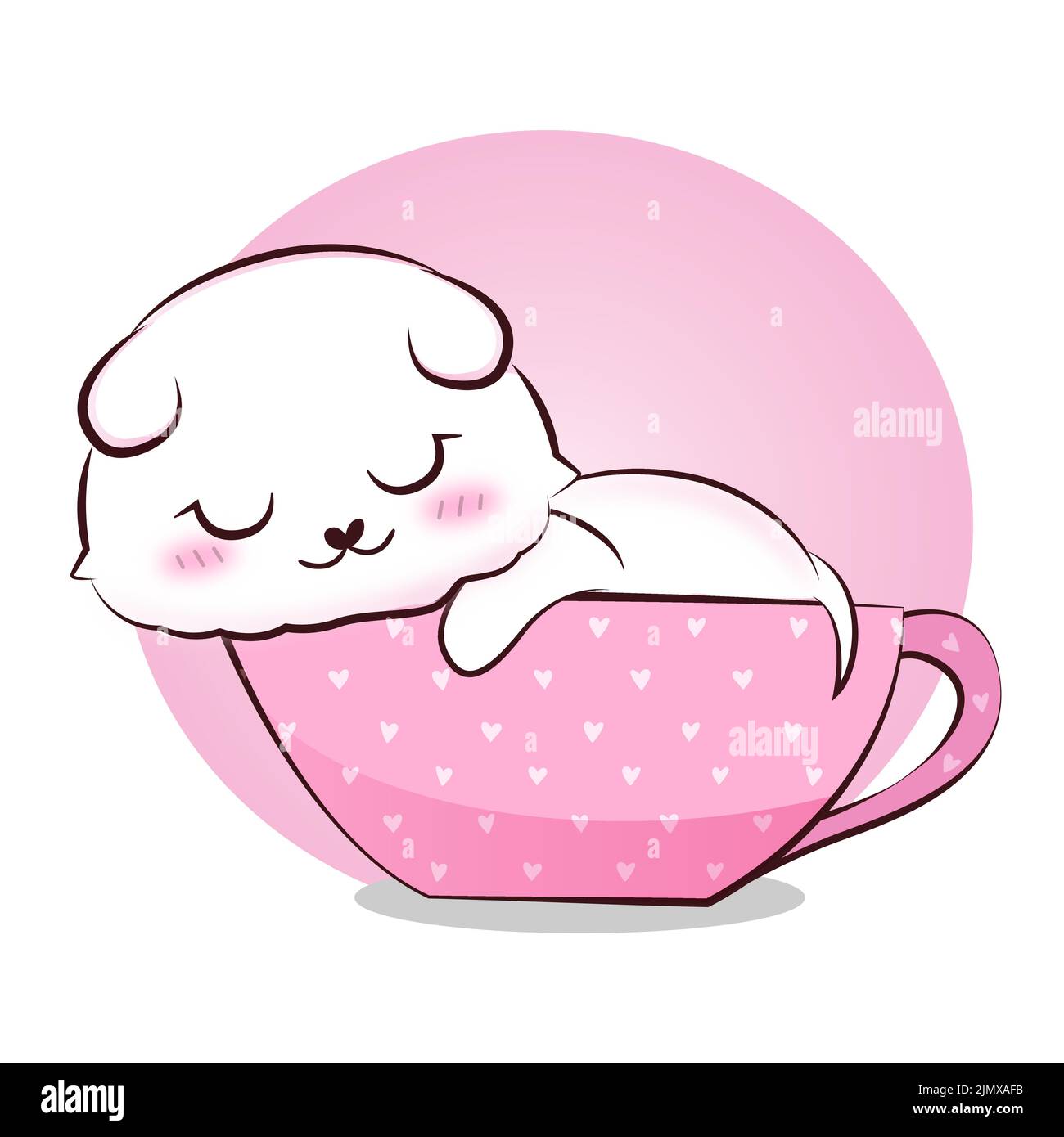 Cute sweet pink kitty in cartoon style Stock Vector Image & Art - Alamy