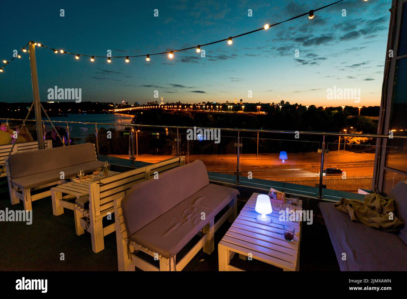 Empty terrace sunset background Stock Photo - Alamy