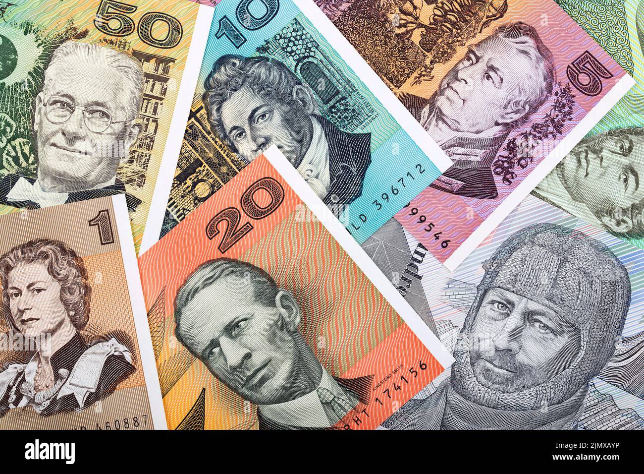 Old Australian money a business background Stock Photo - Alamy
