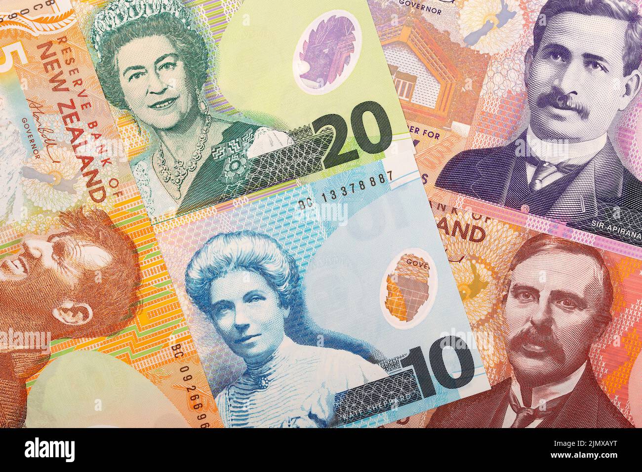 Old money from New Zealand a background Stock Photo - Alamy