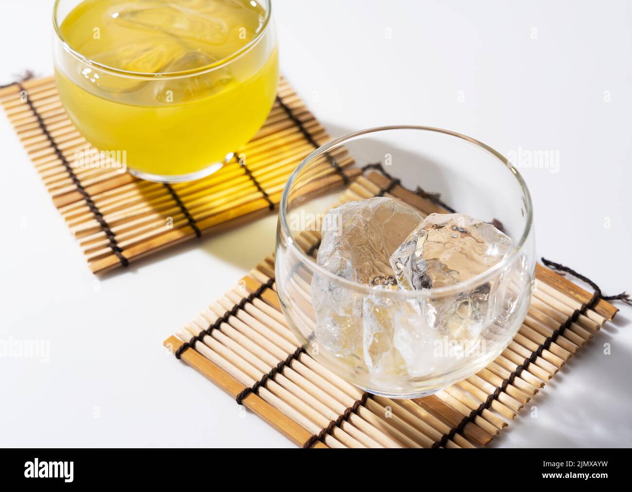 Cold Japanese green tea set against a white background Stock Photo - Alamy