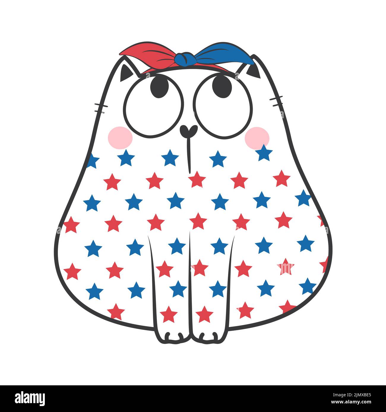 4th of July Patriotic cute doodle cat. Vector stock illustration Stock ...