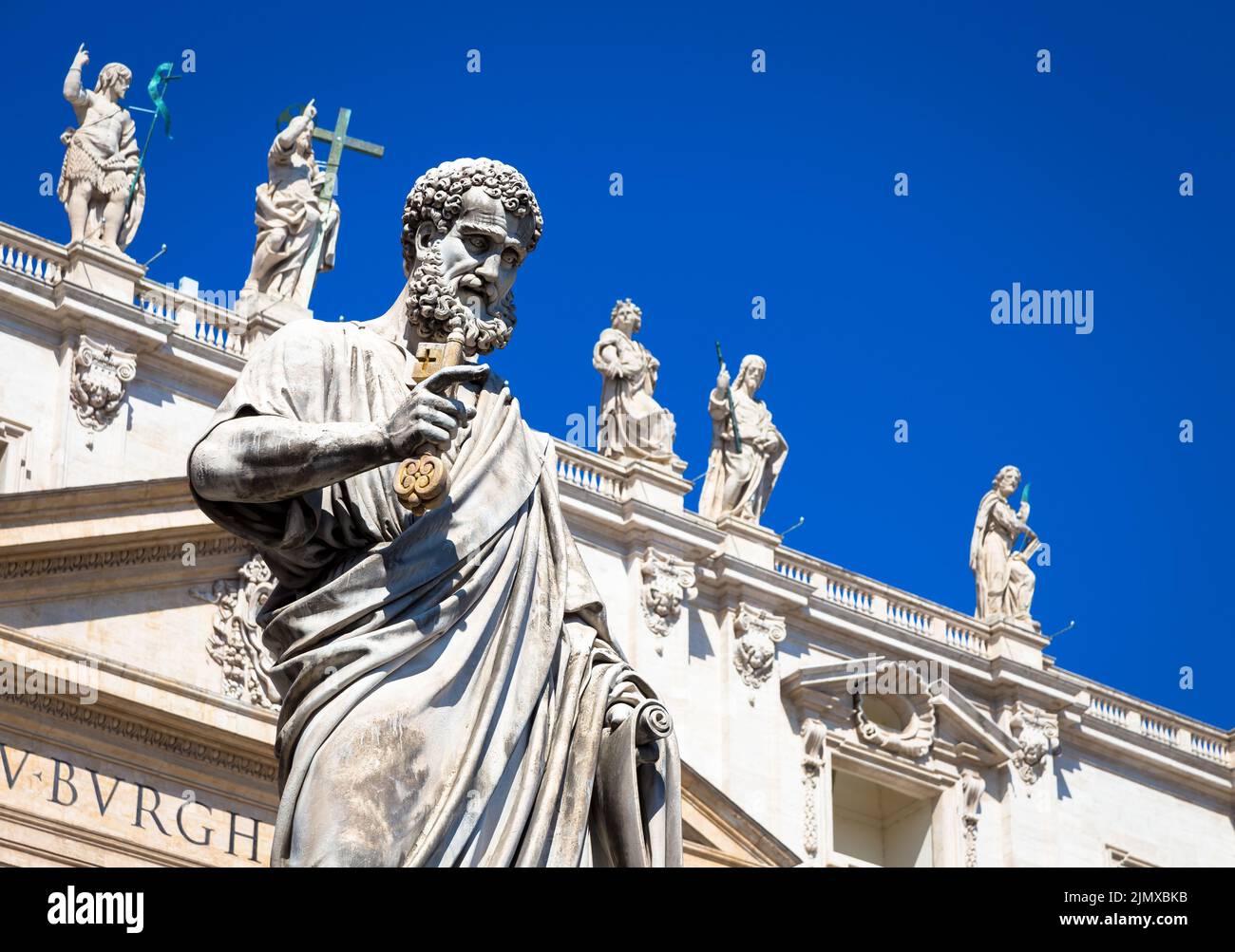 Saint Peter statue in front of Saint Peter Cathedral - Rome, Italy ...