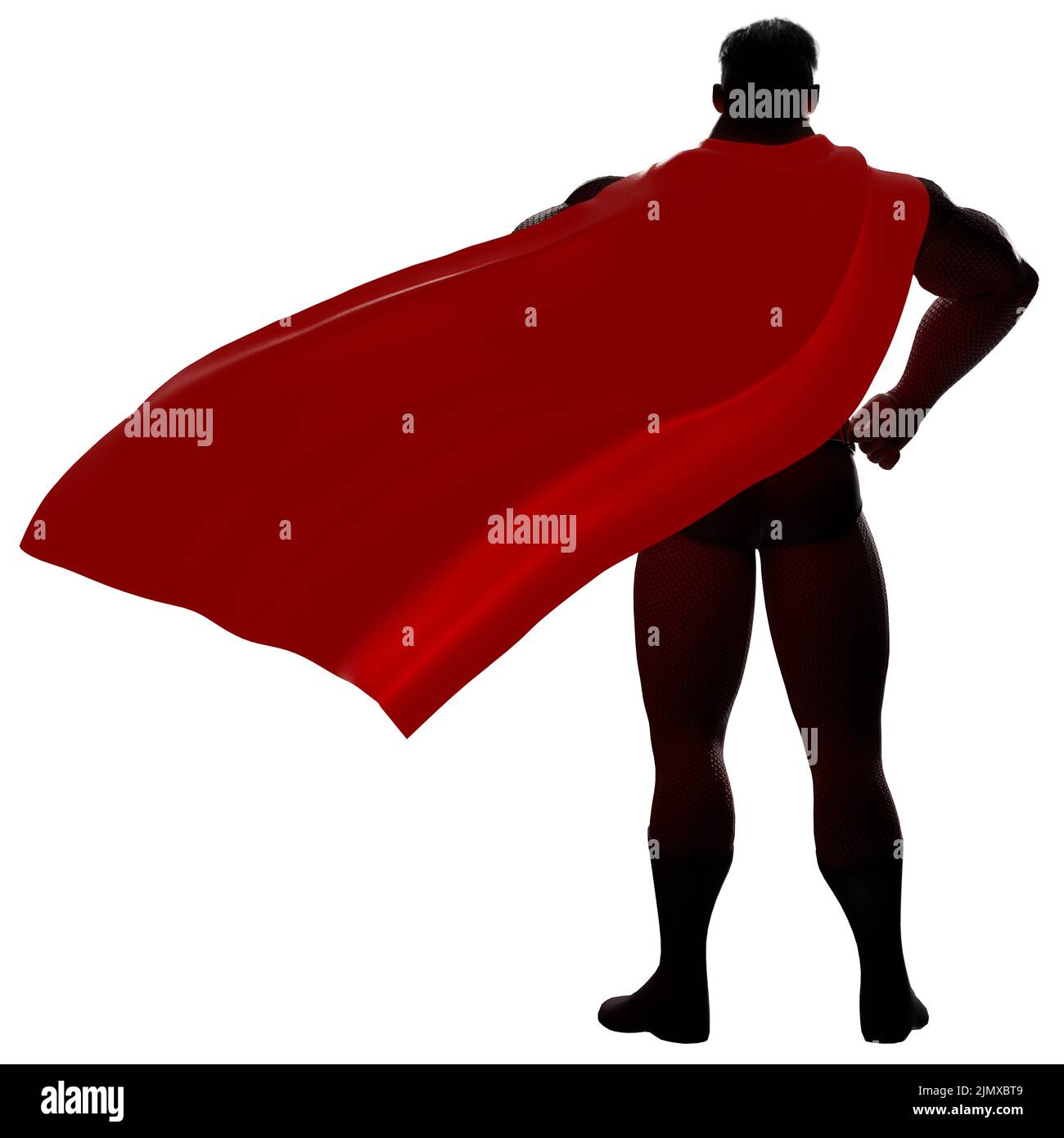 Superhero Standing Tall Back Silhouette 3D Render Stock Photo - Alamy