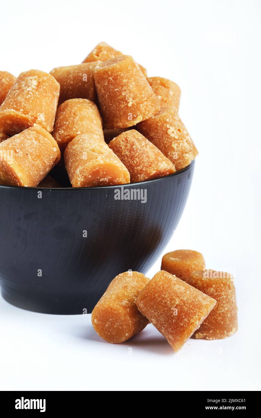 Organic Gur or Jaggery Powder and cubes, Jaggery is used as an ...