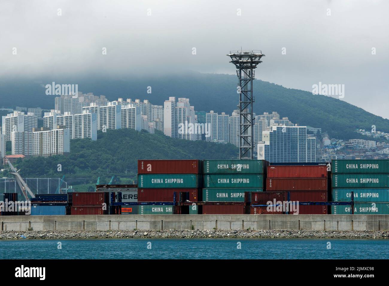 July 21, 2010-Busan, South Korea-General view of container port at ...