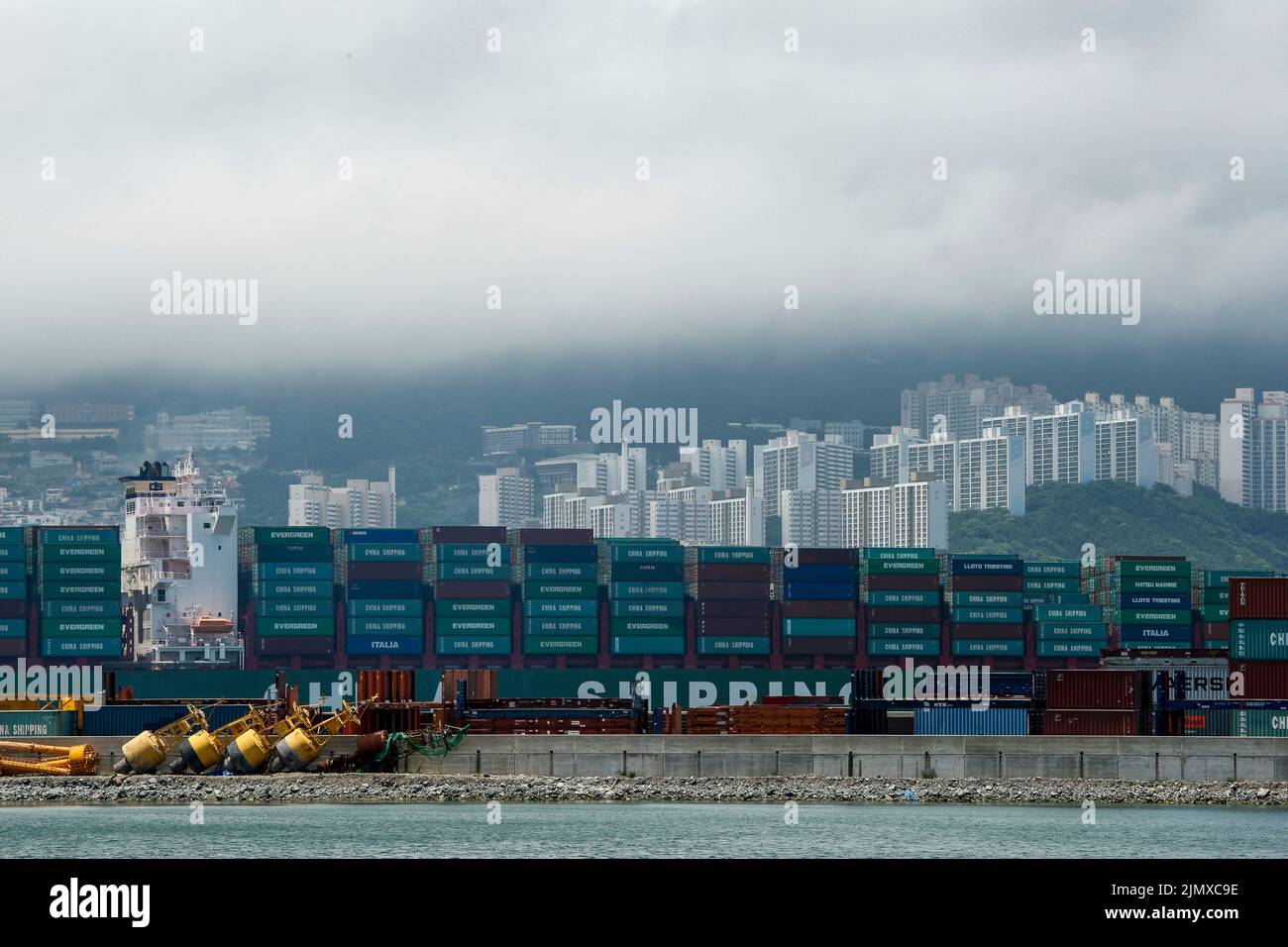 July 21, 2010-Busan, South Korea-General view of container port at ...