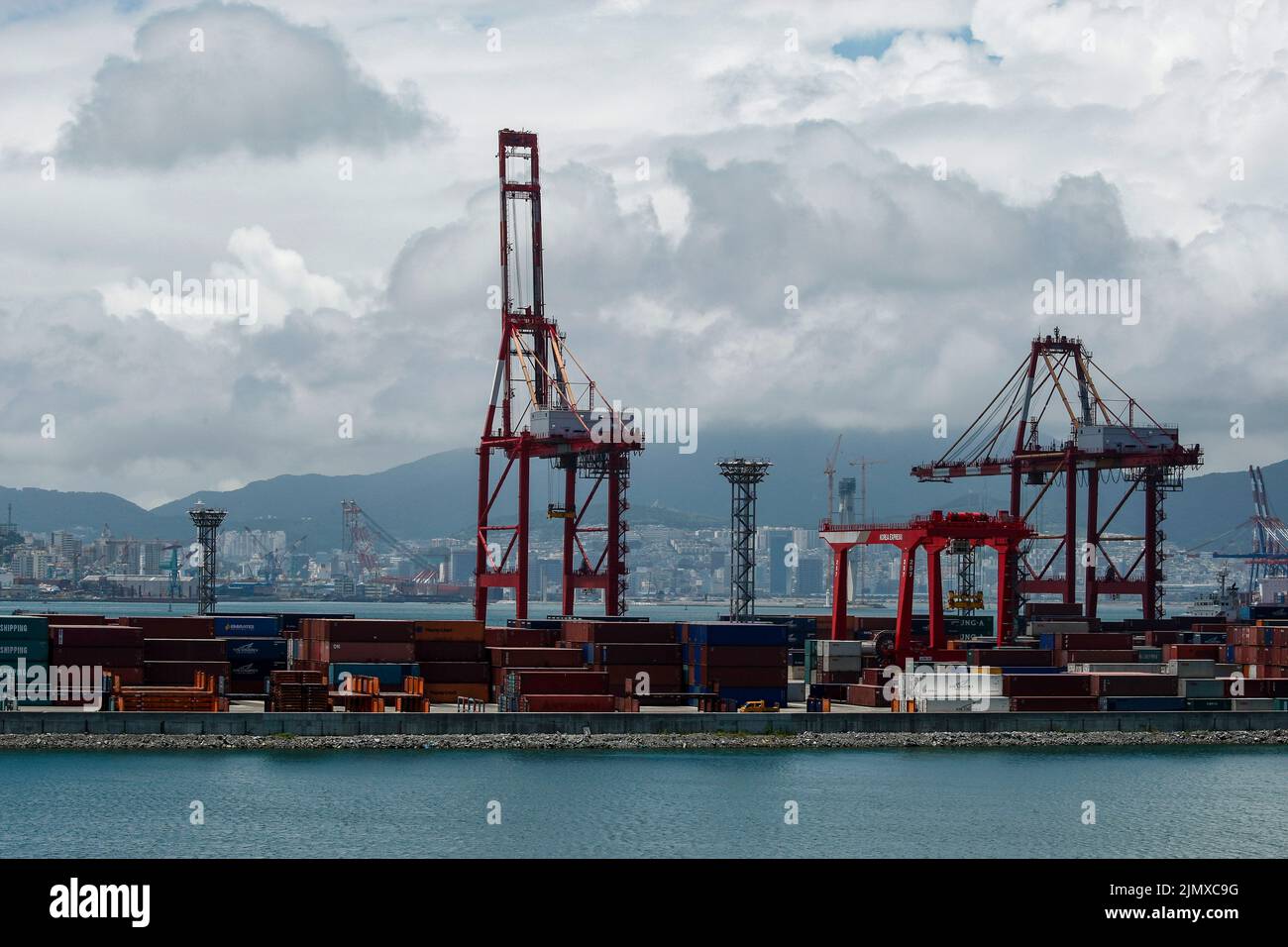 July 21, 2010-Busan, South Korea-General view of container port at ...