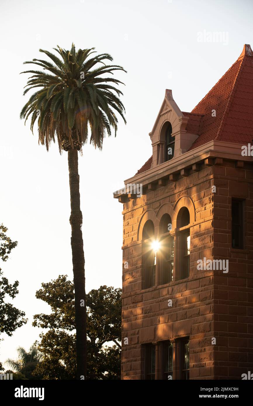 Sunset view of the 1901 historic public courthouse in downtown Santa ...