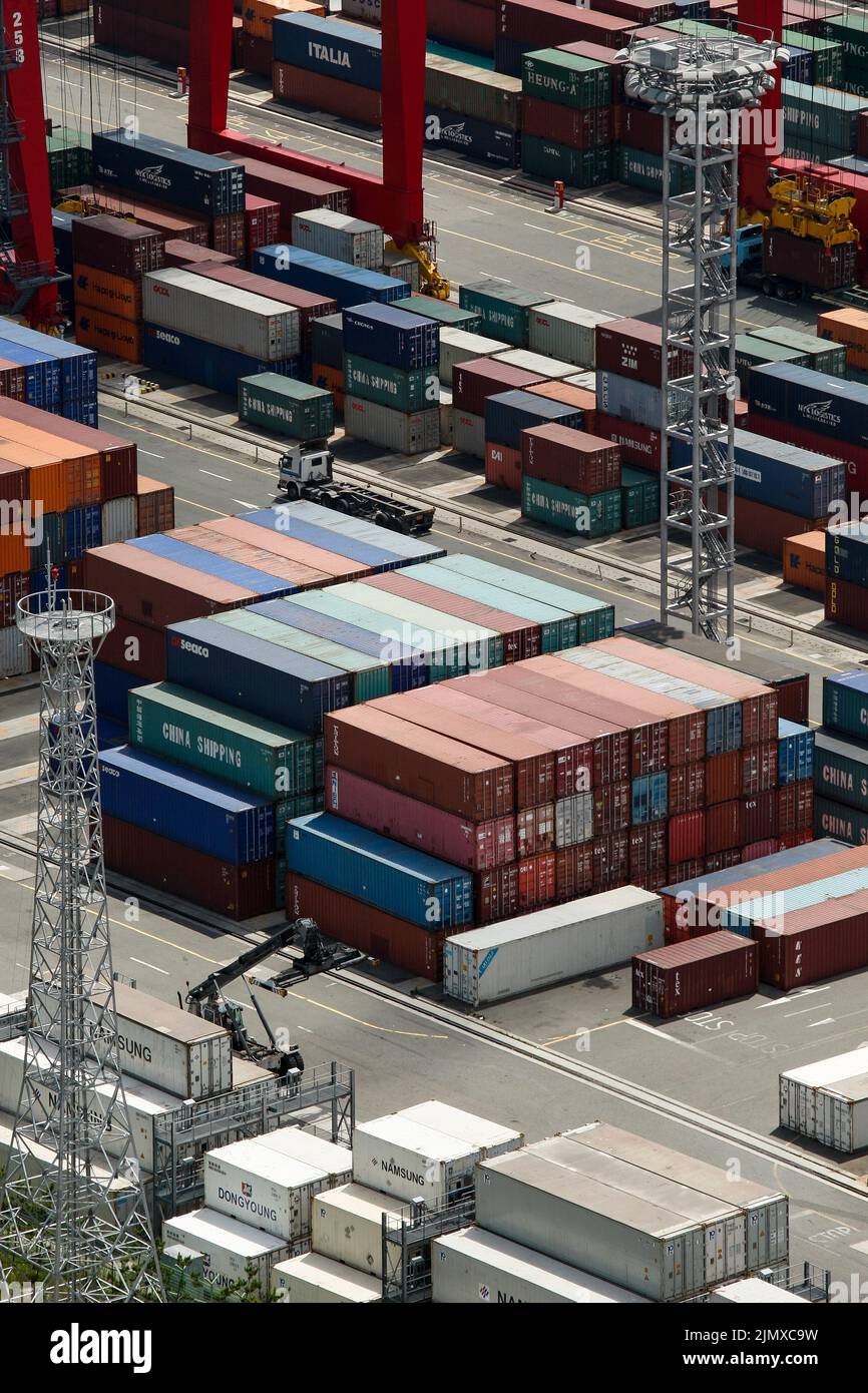 July 21, 2010-Busan, South Korea-General view of container port at ...