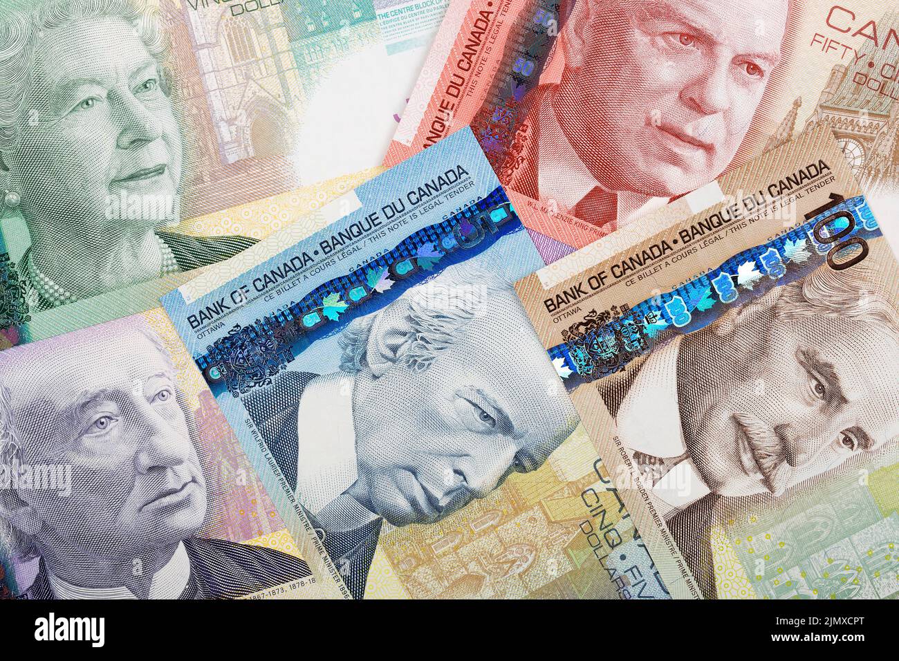 Old Canadian money a business background Stock Photo - Alamy
