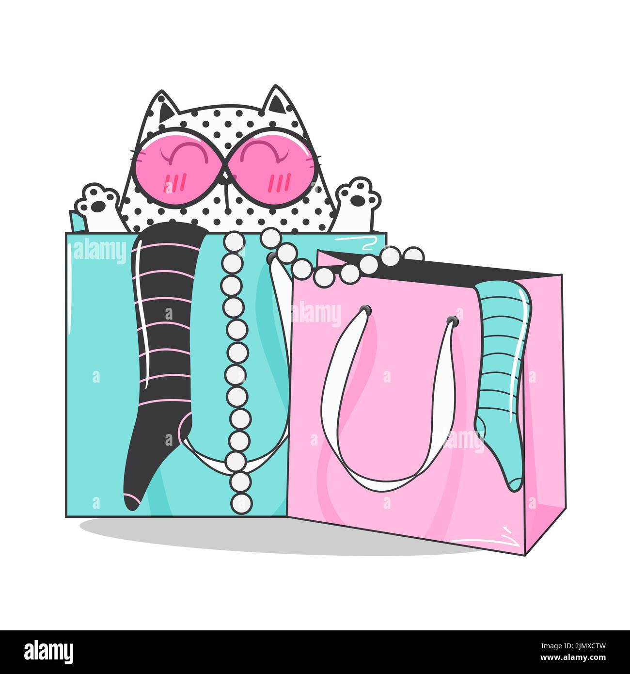 Cute kitty in cartoon sketch style. Doodle cats Stock Vector Image ...