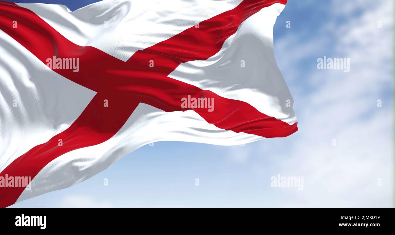 The state flag of Alabama waving in the wind Stock Photo - Alamy