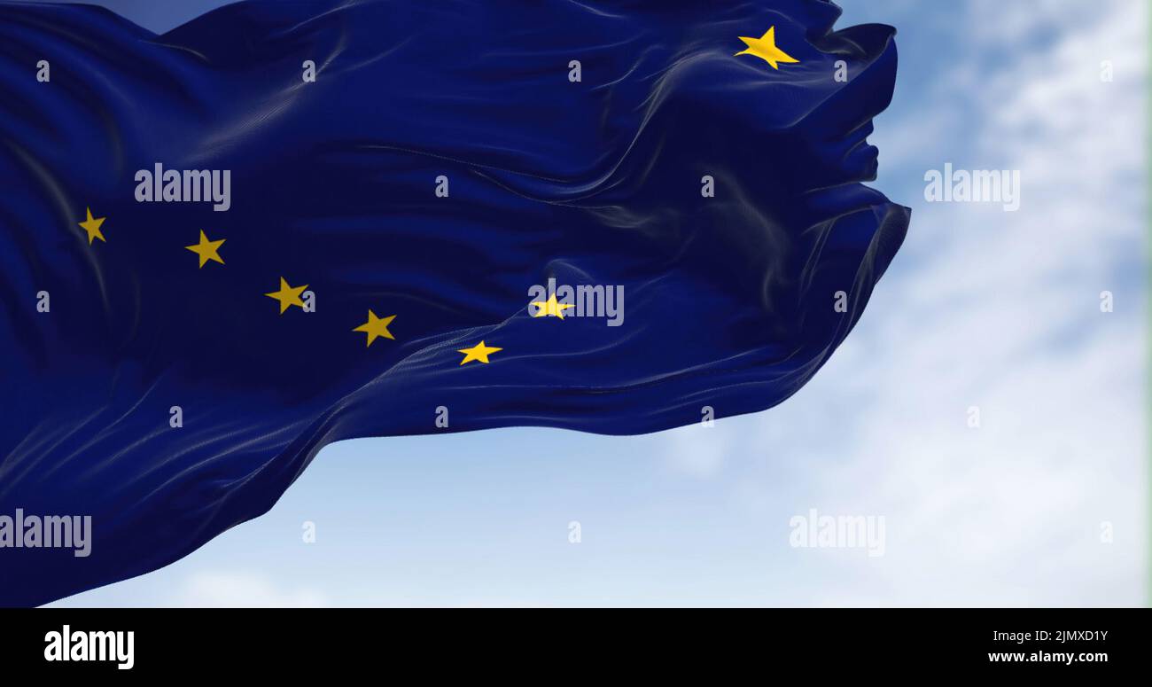 The state flag of Alaska waving in the wind Stock Photo - Alamy