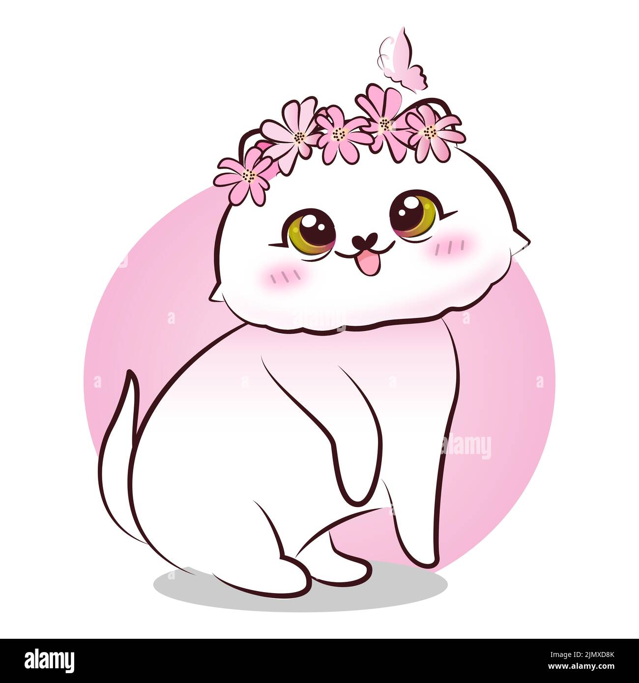 Cute sweet pink kitty in cartoon style Stock Vector Image & Art - Alamy