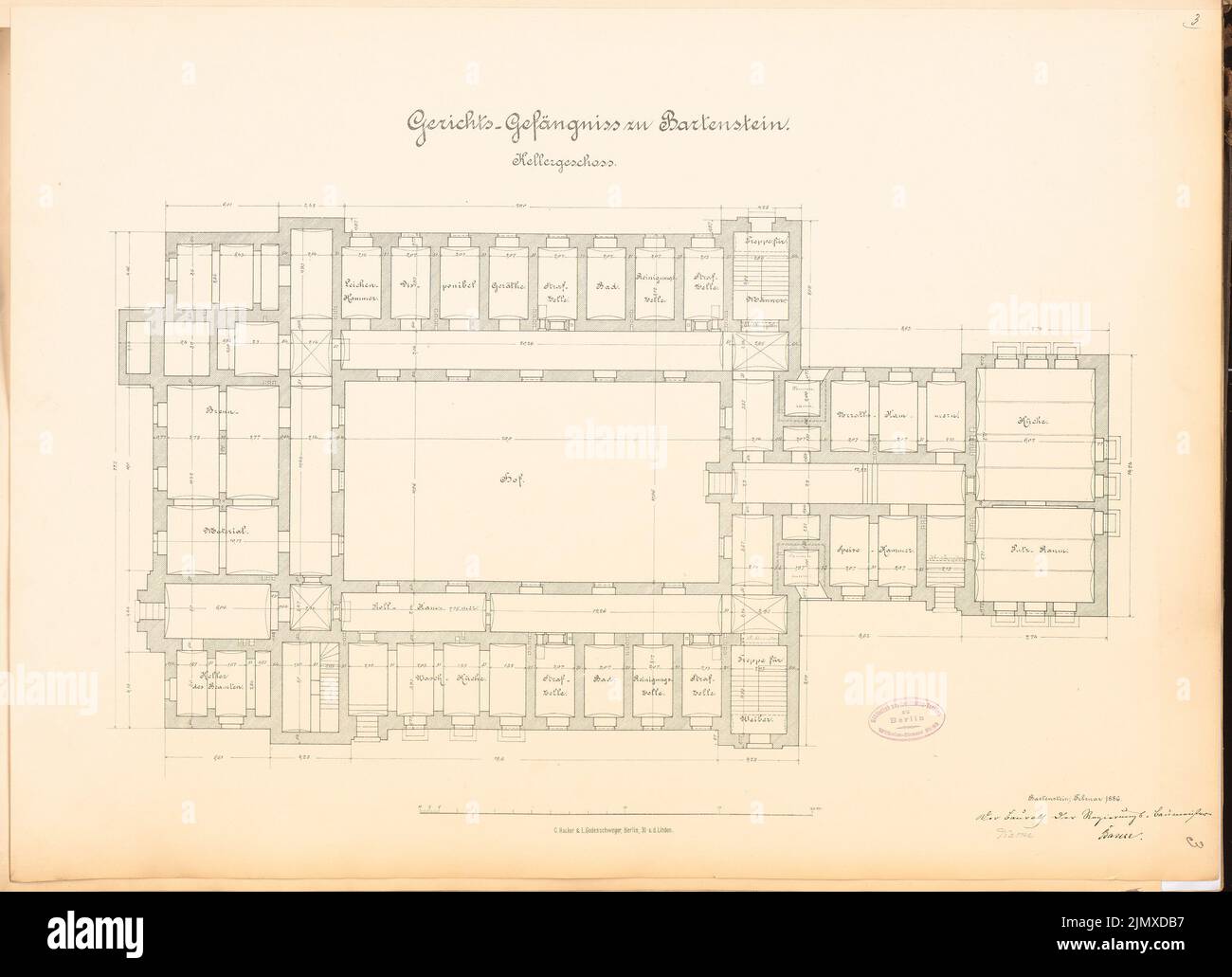 Unknown architect, court prison, Bartenstein (approx. 1886): floor plan ...