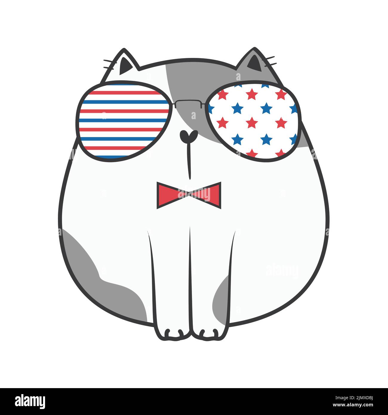 4th of July Patriotic cute doodle cat. Vector stock illustration Stock ...
