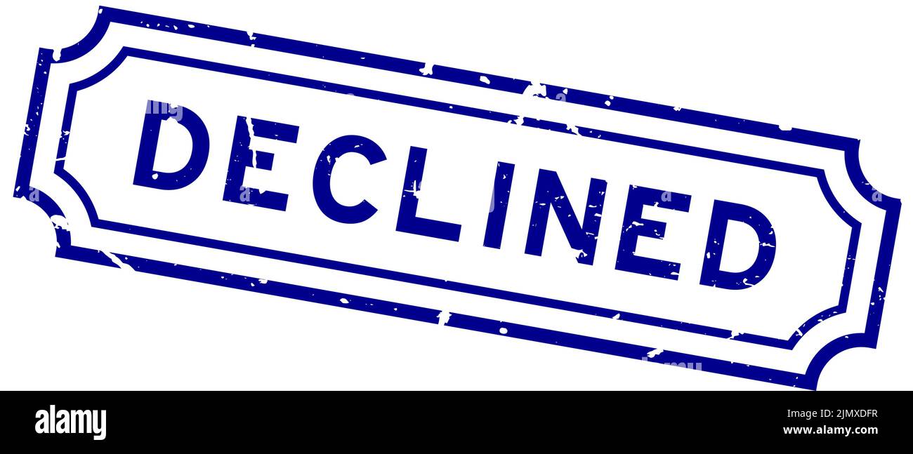 Grunge blue declined word rubber seal stamp on white background Stock ...