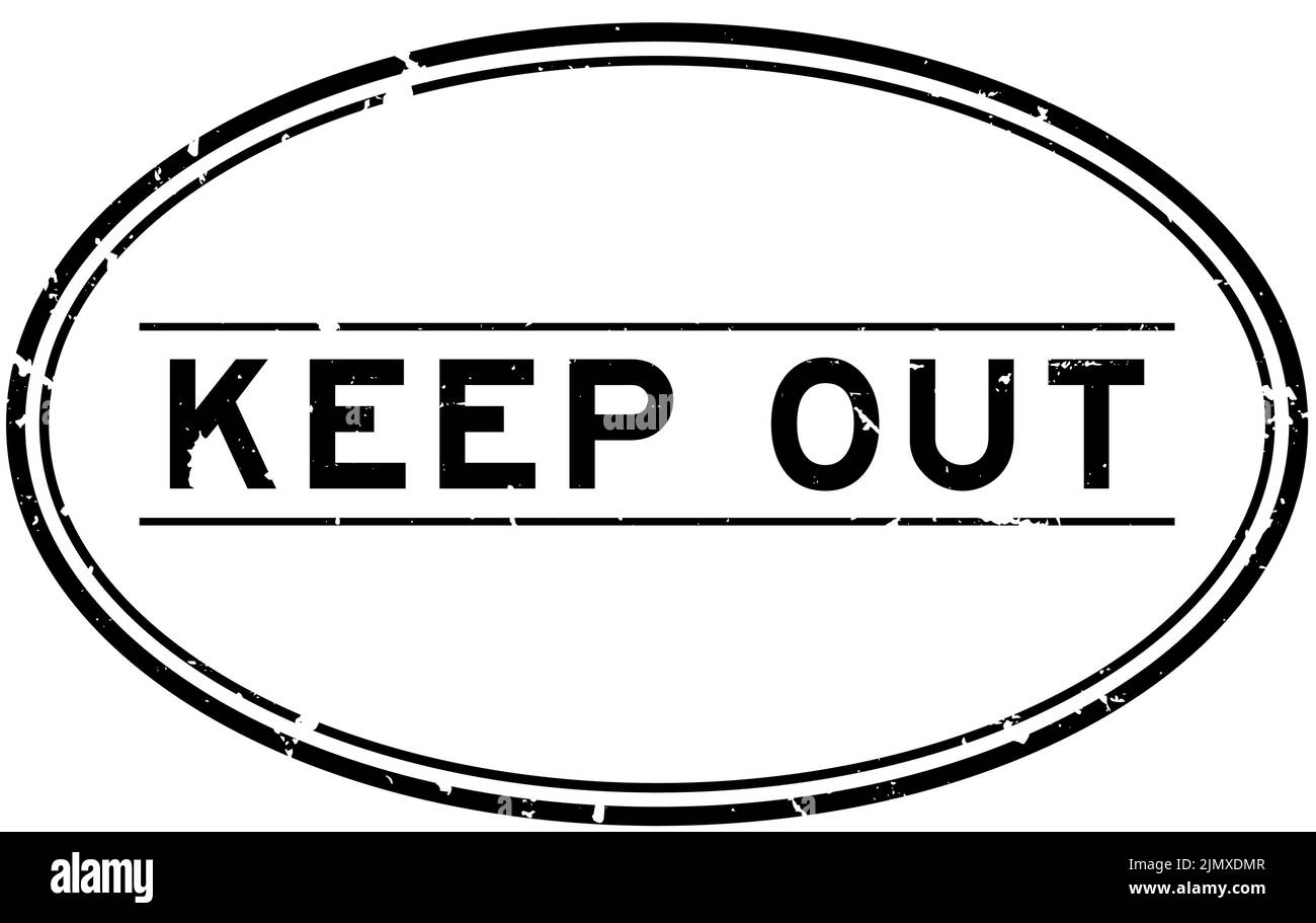 Grunge black keep out word oval rubber seal stamp on white background ...