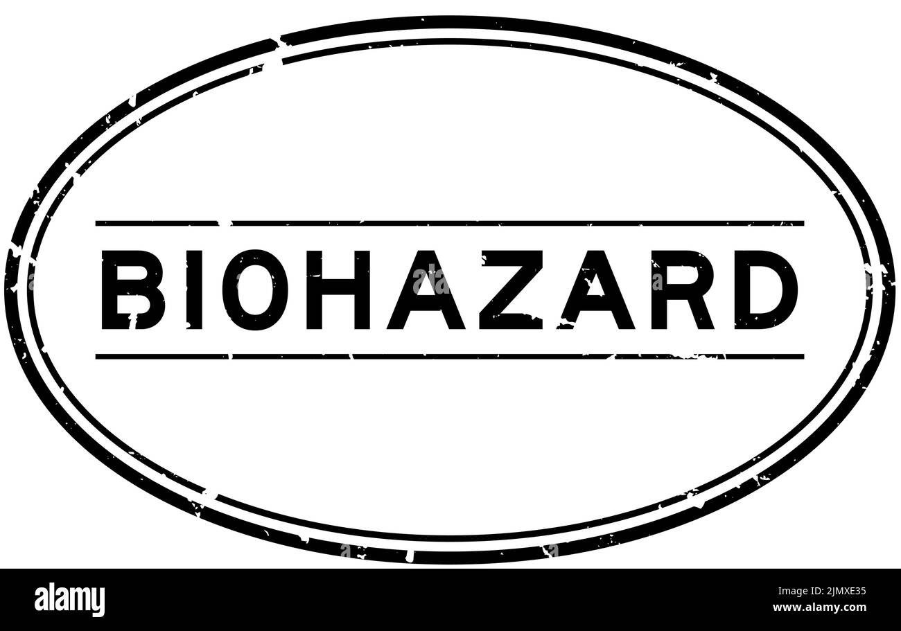 Grunge black biohazard word oval rubber seal stamp on white background ...