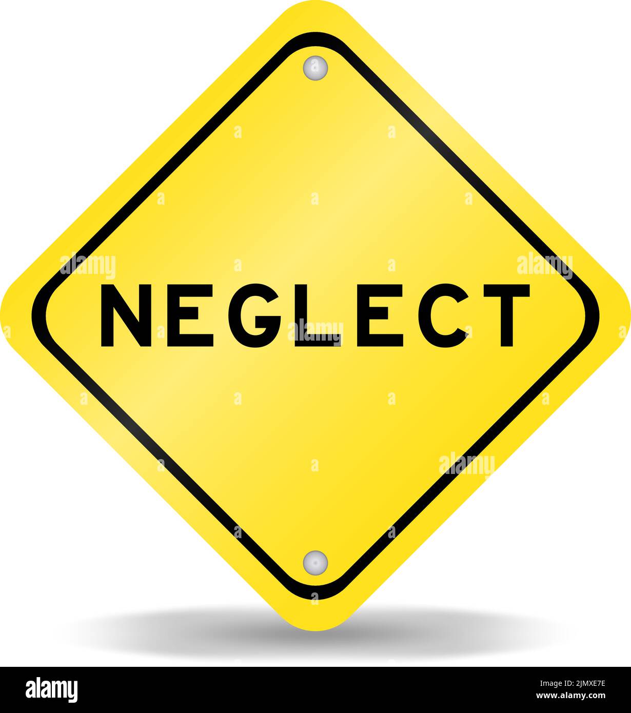 Yellow color transportation sign with word neglect on white background ...