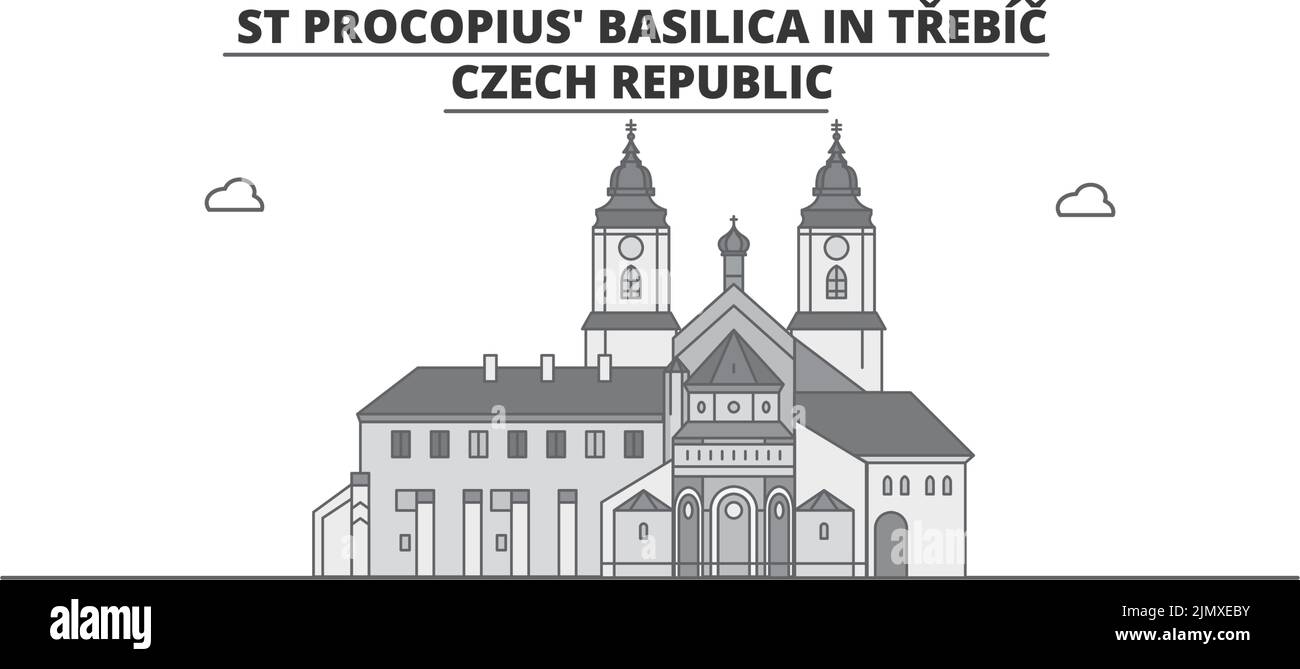 Czech Republic, Trebic city skyline isolated vector illustration, icons ...