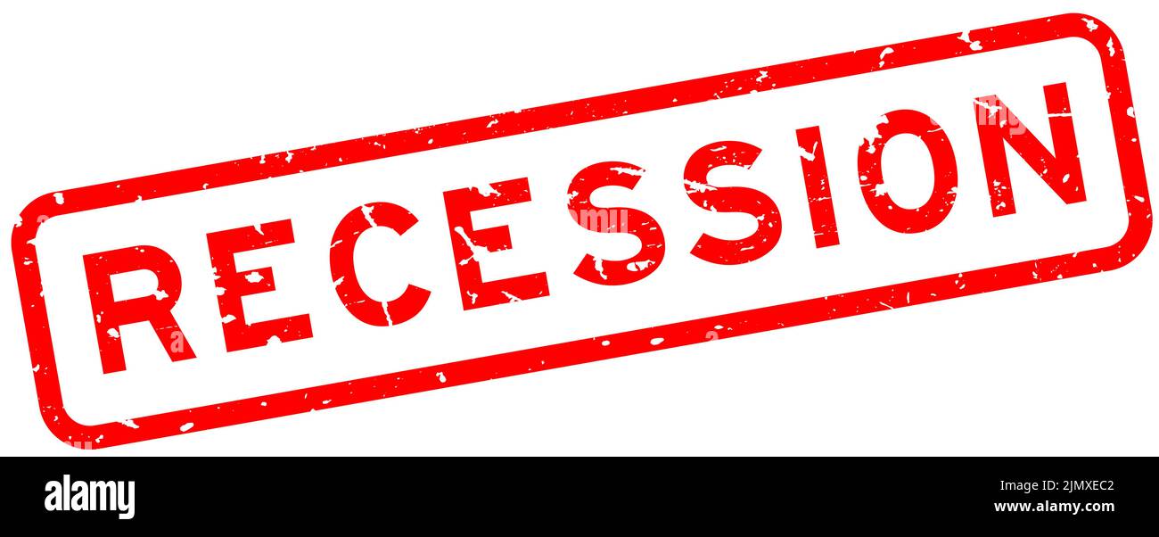 Grunge red recession word square rubber seal stamp on white background ...