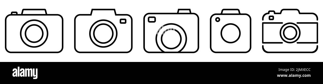 Set of camera line icons. Vector illustration isolated on white ...