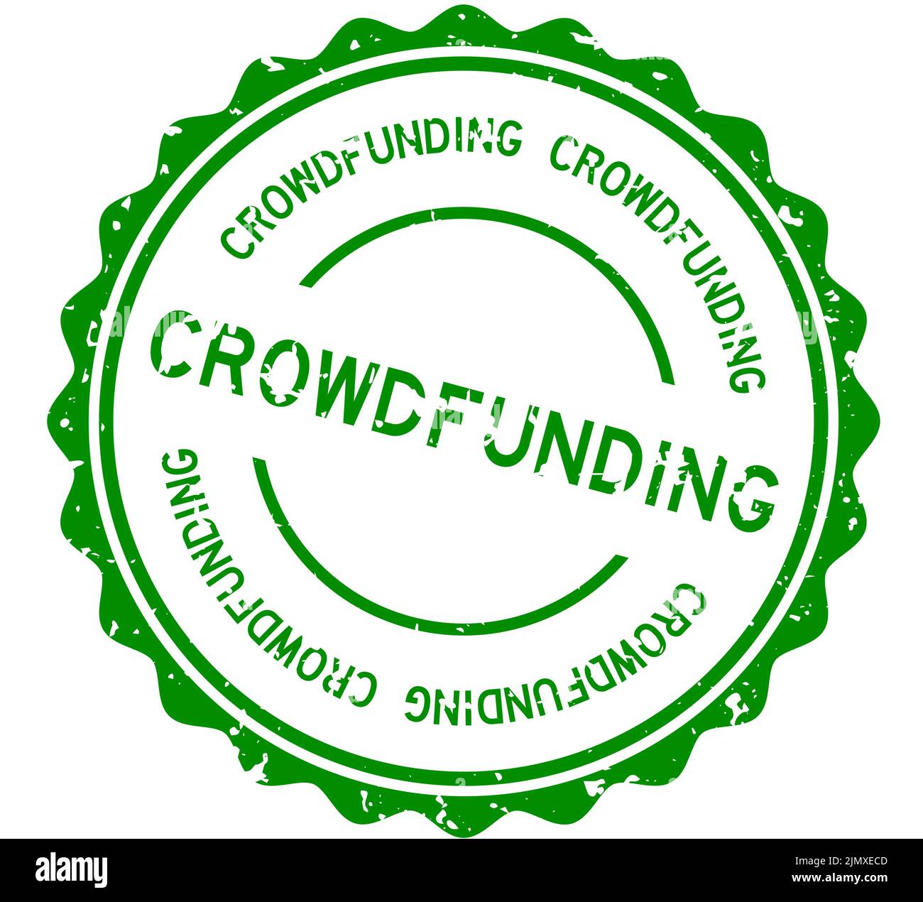 Grunge green crowdfunding word round rubber seal stamp on white ...