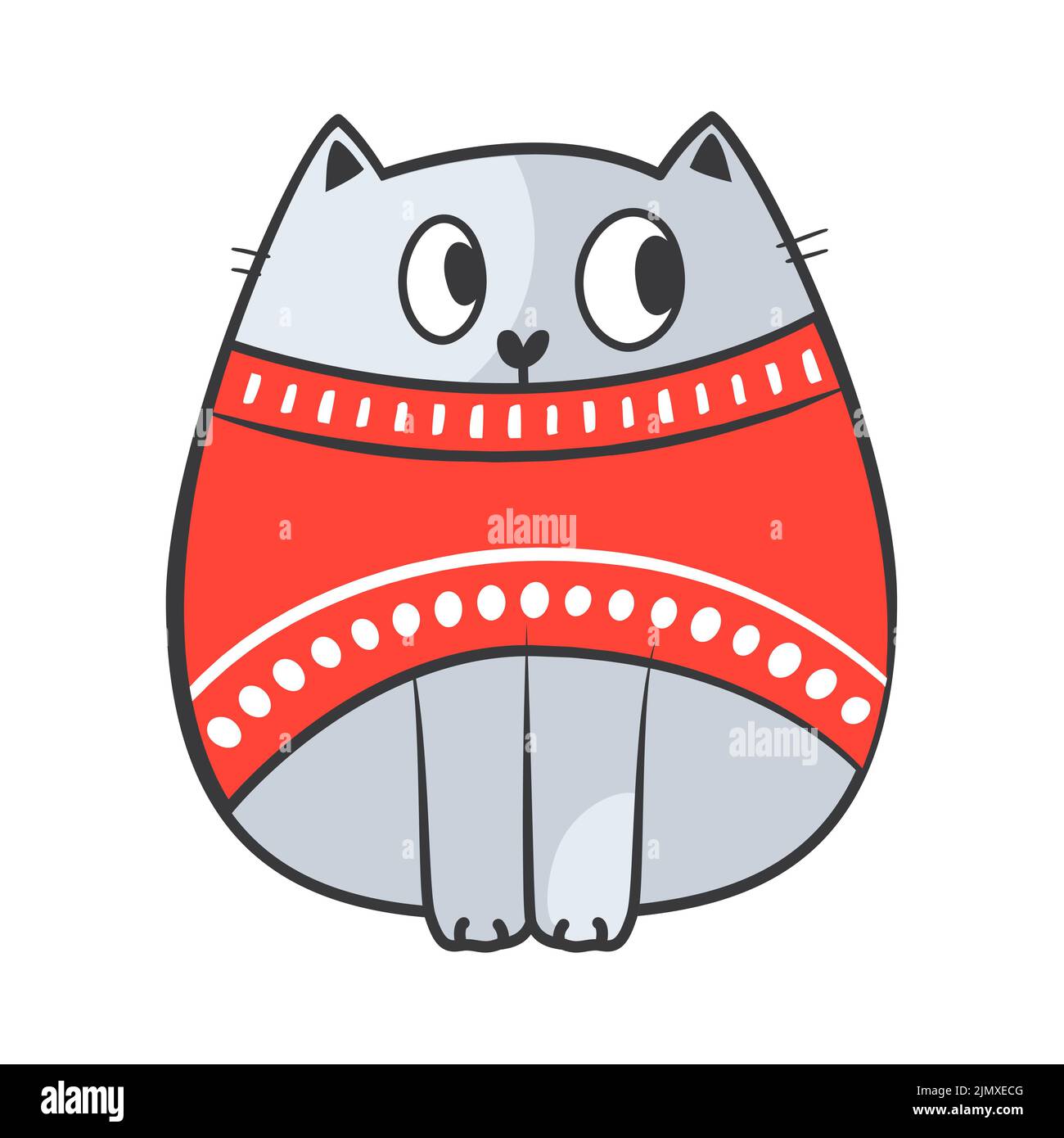 Cute Christmas doodle fat cat. Vector stock illustration Stock Vector ...