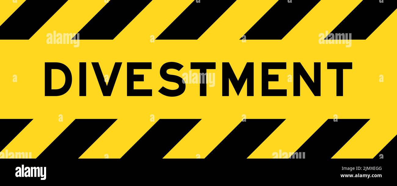 Yellow and black color with line striped label banner with word ...