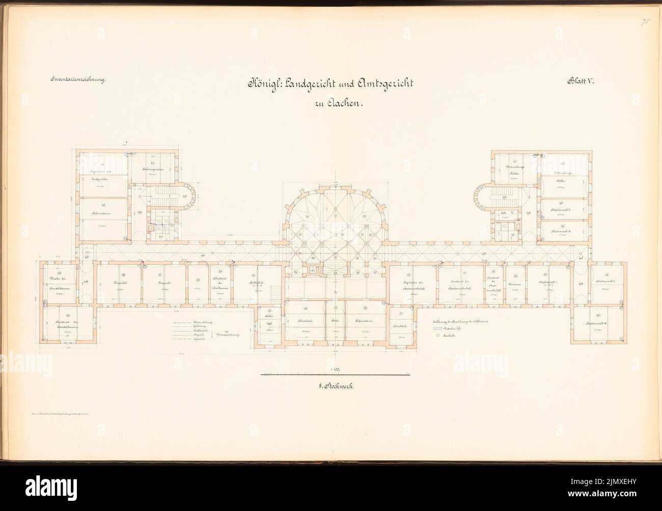 Unknown architect, district and district court in Aachen (approx. 1889 ...