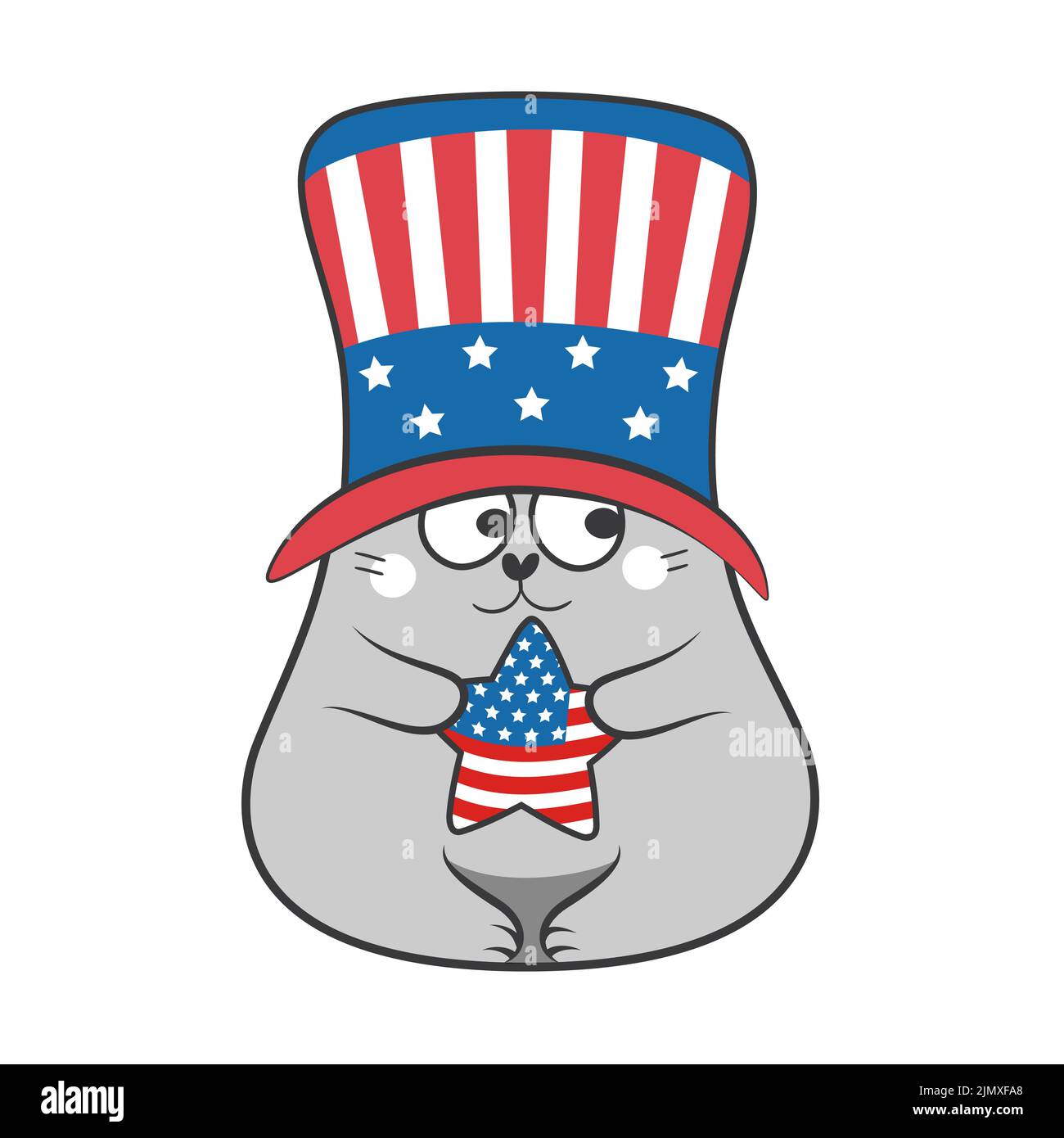 4th of July Patriotic cute doodle cat. Vector stock illustration Stock ...