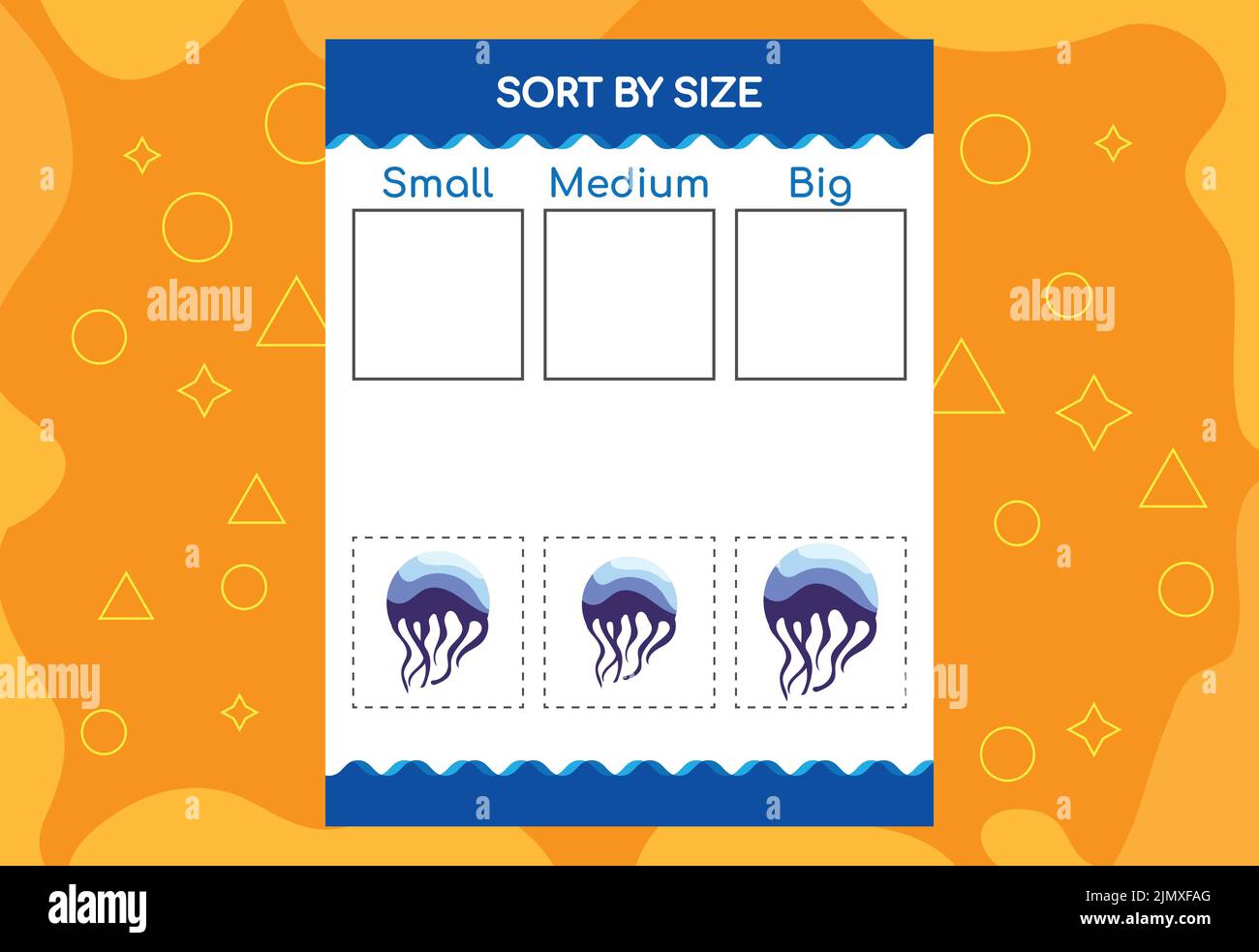 Sort images by size. Educational Worksheet For Kids Stock Vector Image ...