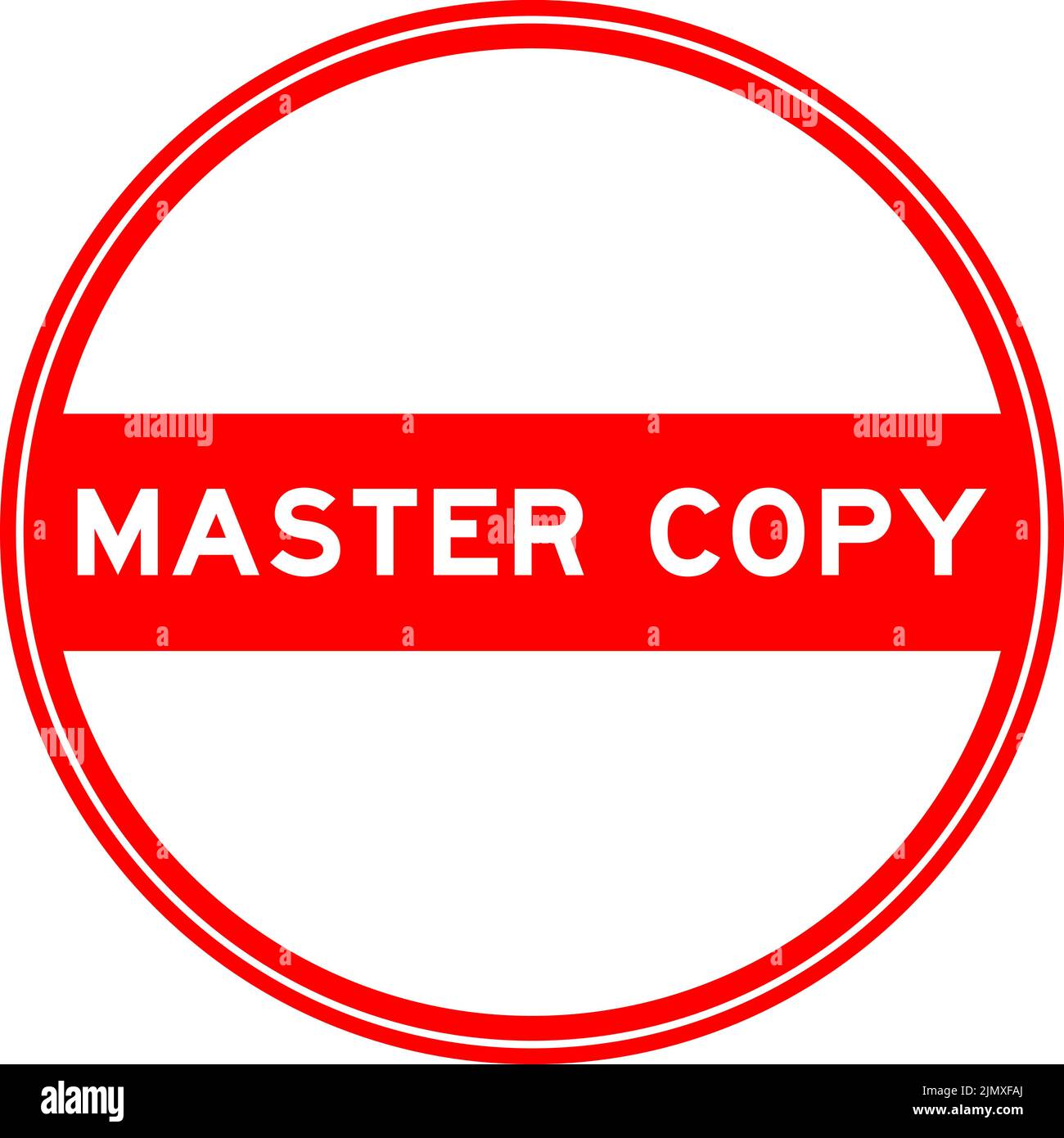 Red color round seal sticker in word master copy on white background ...