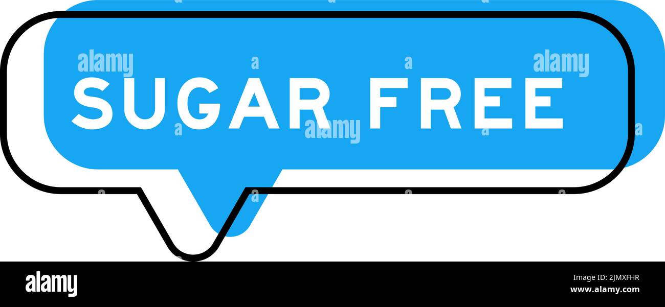 Speech banner and blue shade with word sugar free on white background ...