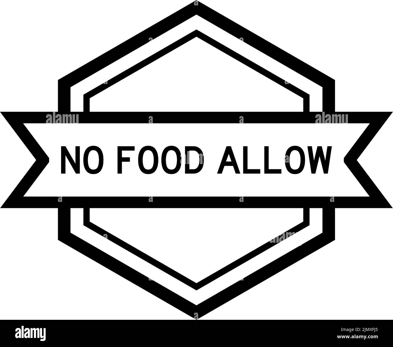 Vintage black color hexagon label banner with word no food allow on ...