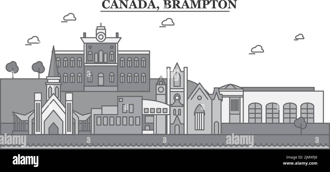 Canada, Brampton city skyline isolated vector illustration, icons Stock ...
