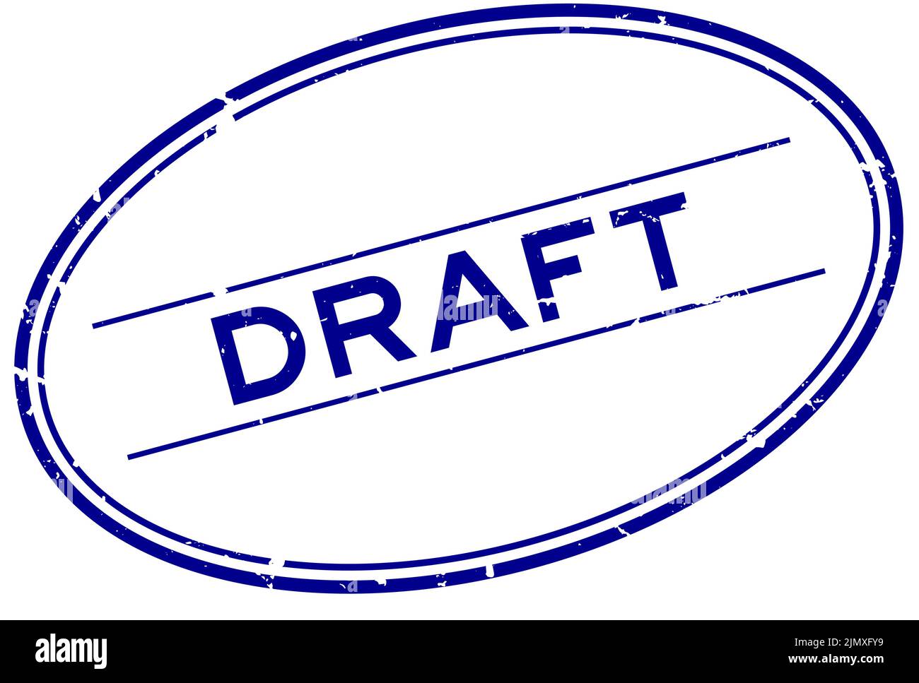 Grunge blue draft word oval rubber seal stamp on white background Stock ...