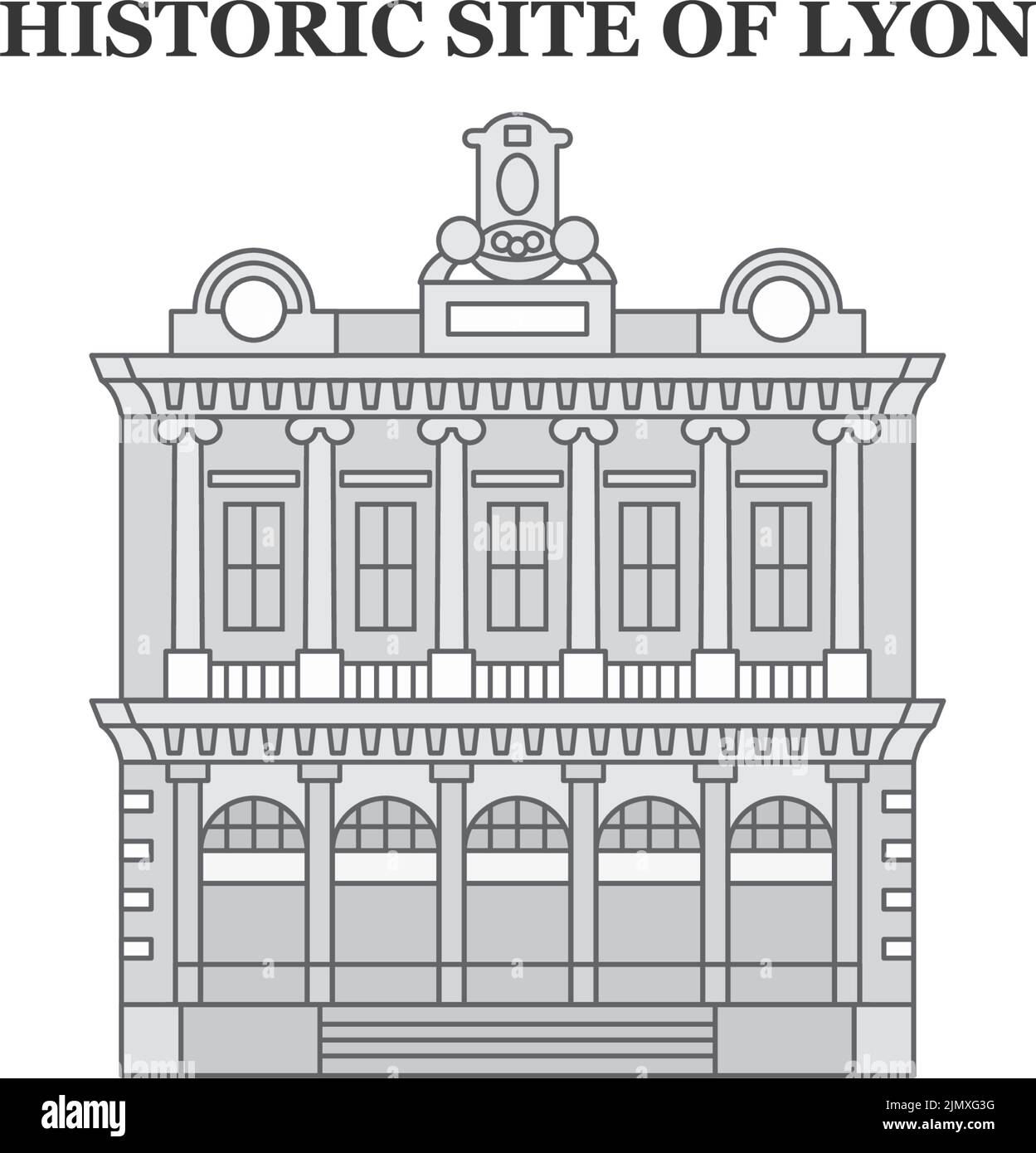France, Lyon Landmark city skyline isolated vector illustration, icons ...