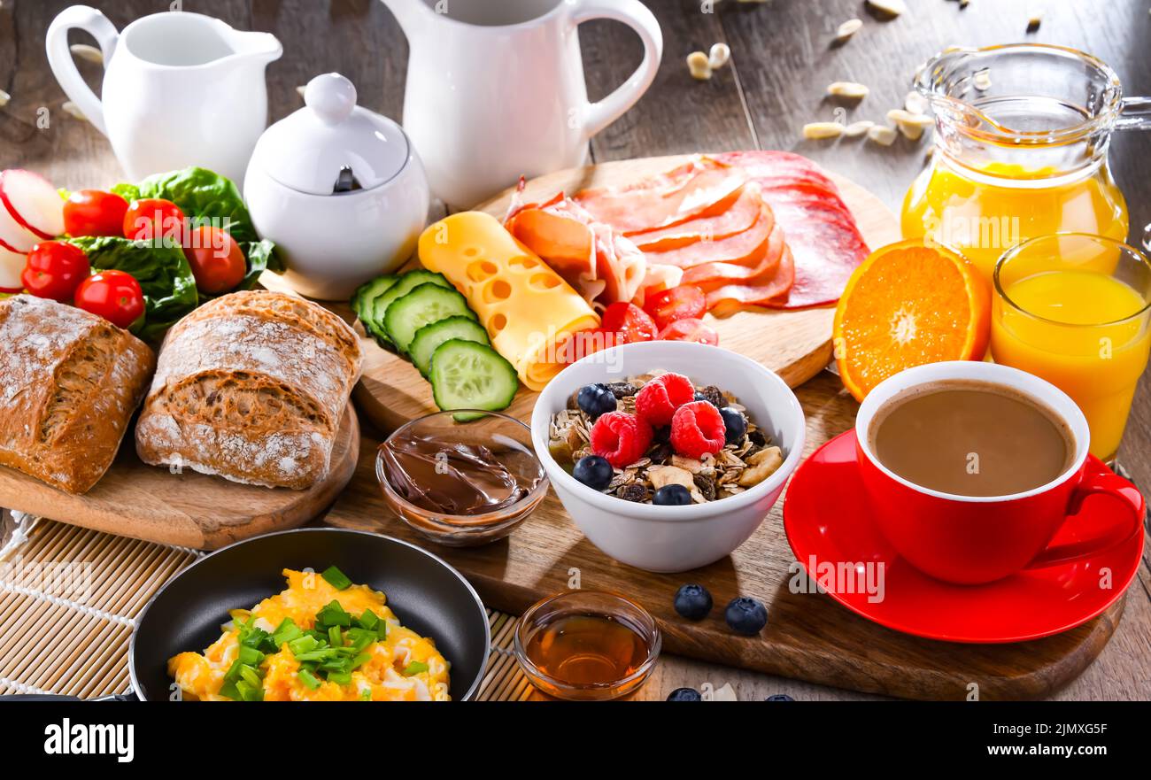 Breakfast served with coffee Stock Photo - Alamy