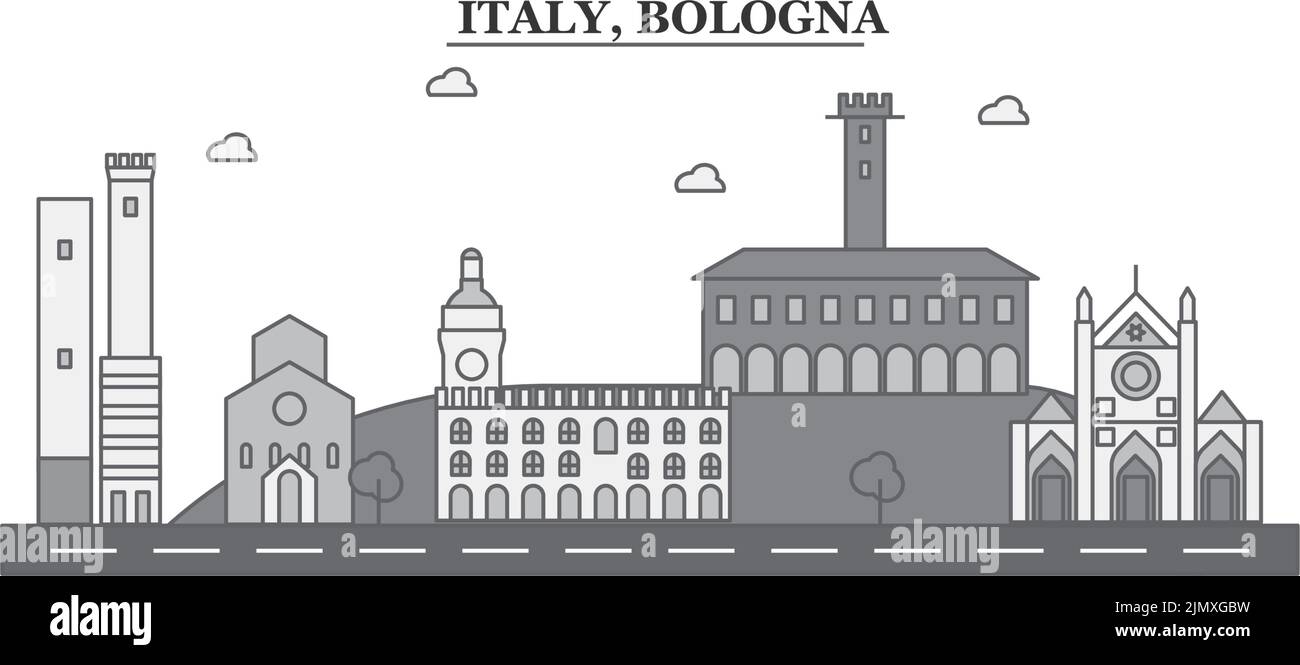 Italy, Bologna city skyline isolated vector illustration, icons Stock ...