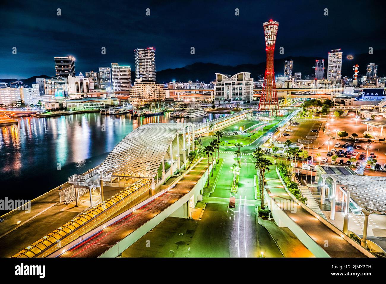 Night view of Kobe Meriken Park Stock Photo - Alamy
