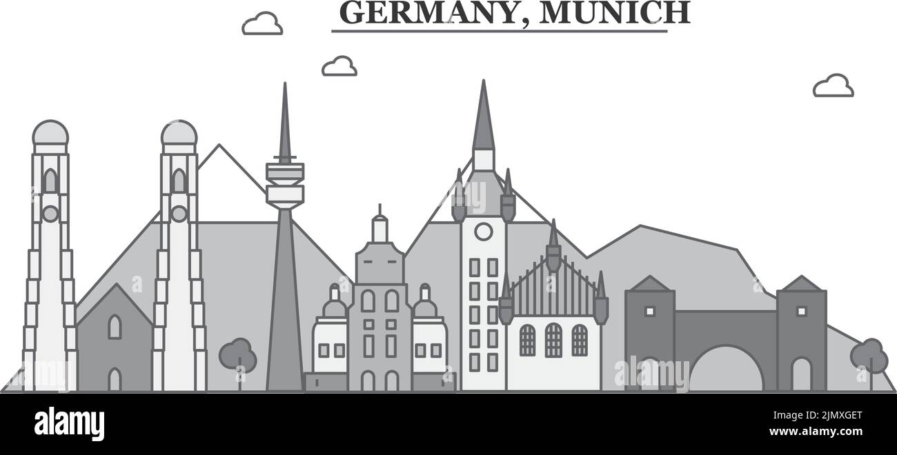 Germany, Munich city skyline isolated vector illustration, icons Stock ...