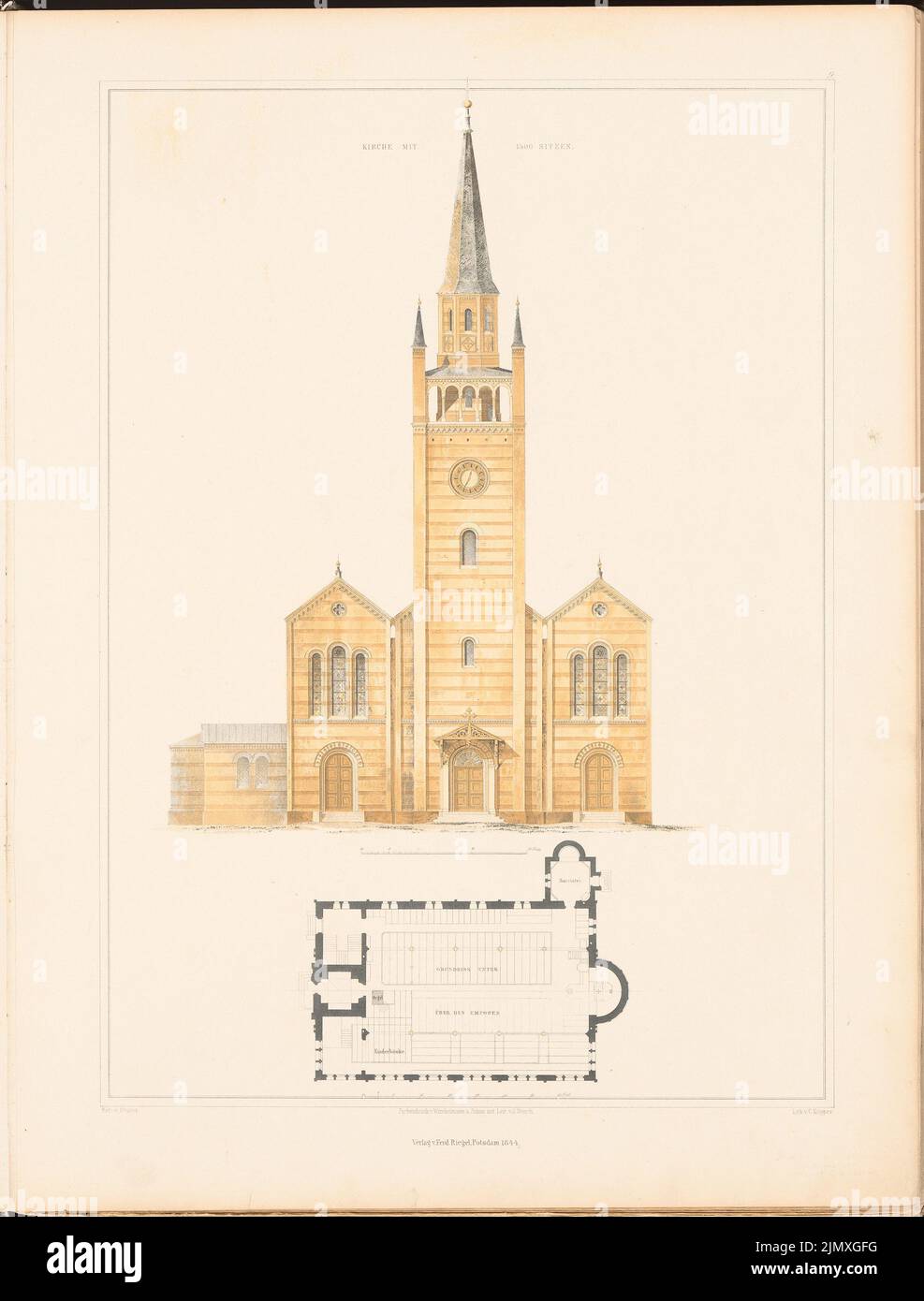 Stüler August (1800-1865), church with 1500 seats. (From: designs on ...