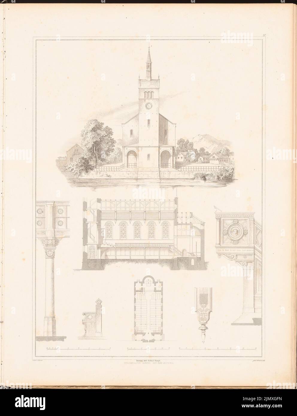 Stüler August (1800-1865), Catholic Church for 800 people. (From ...