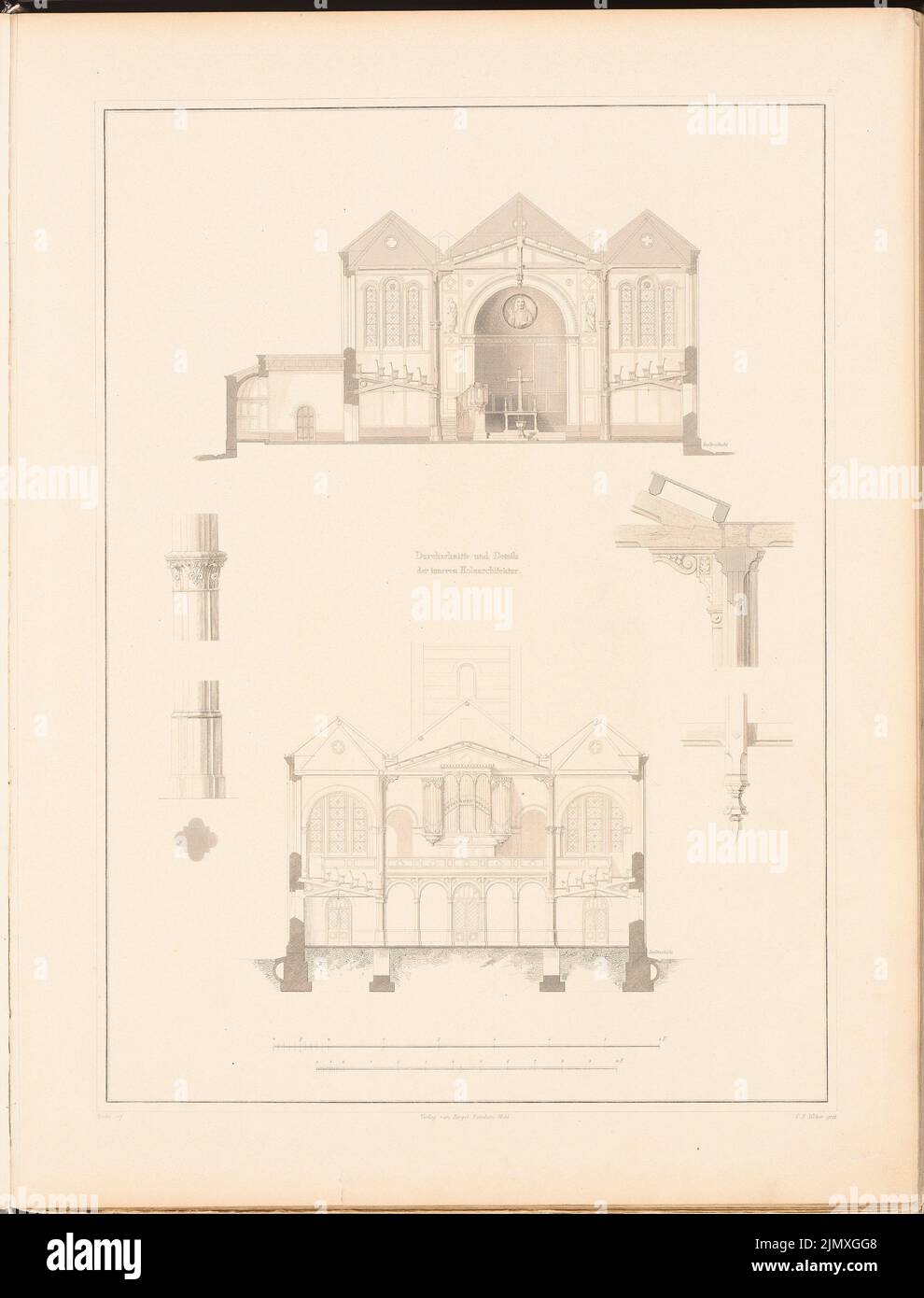 Stüler August (1800-1865), church with 1500 seats. (From: designs to ...