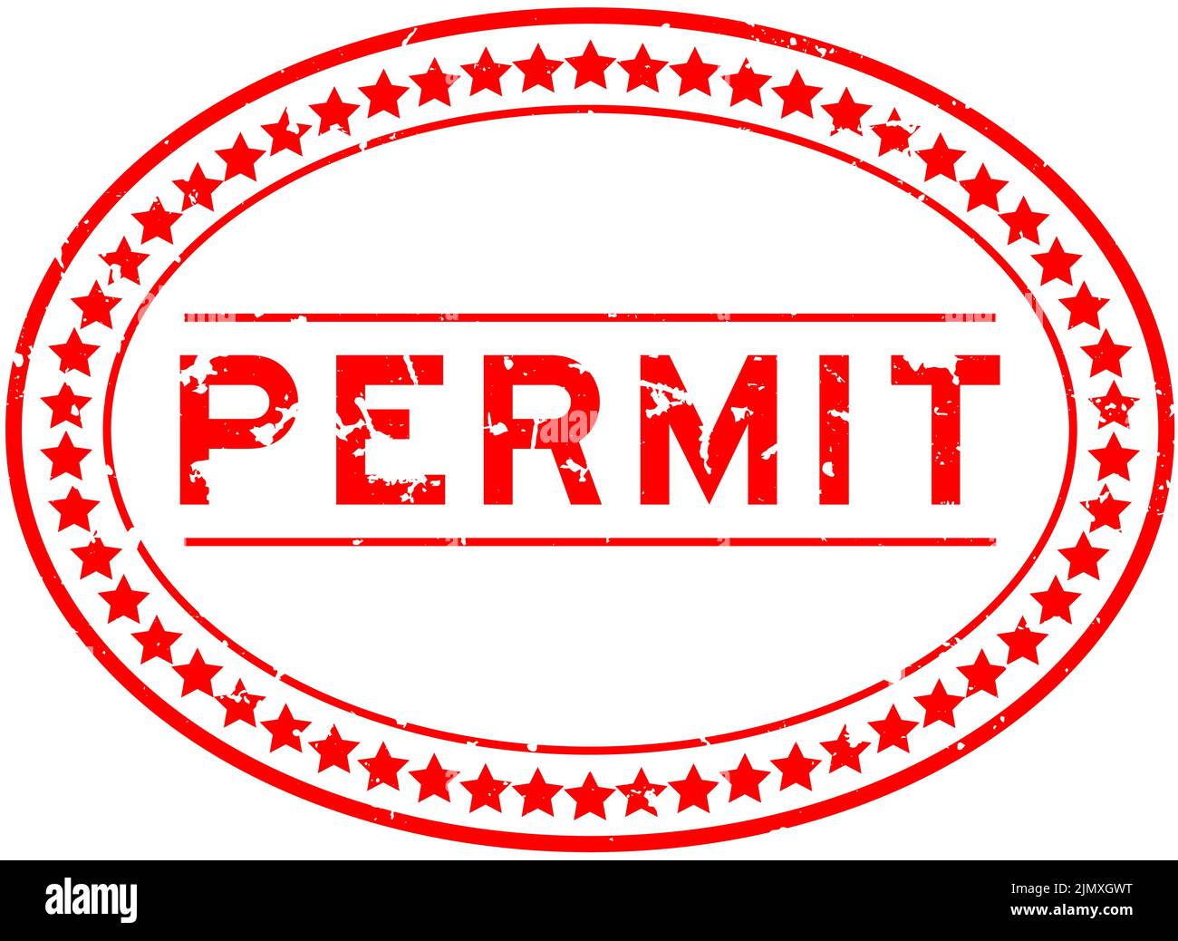 Grunge red permit word oval rubber seal stamp on white background Stock ...
