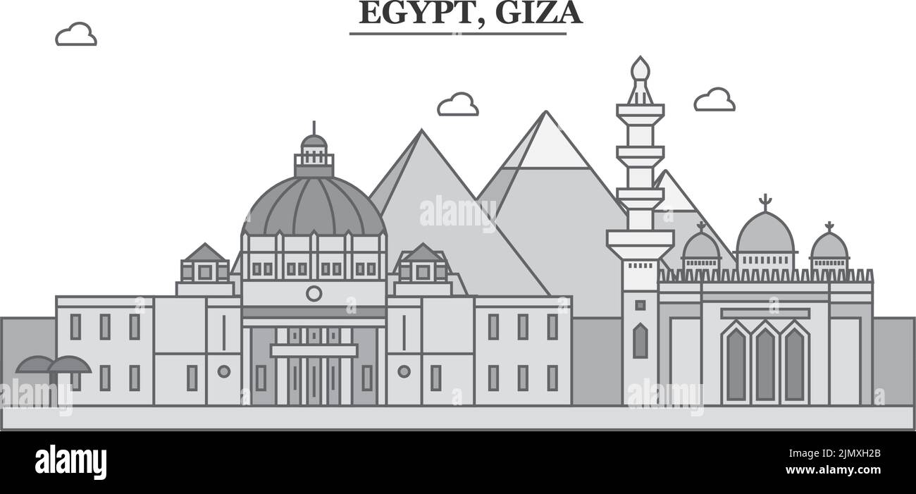 Egypt, Giza city skyline isolated vector illustration, icons Stock ...